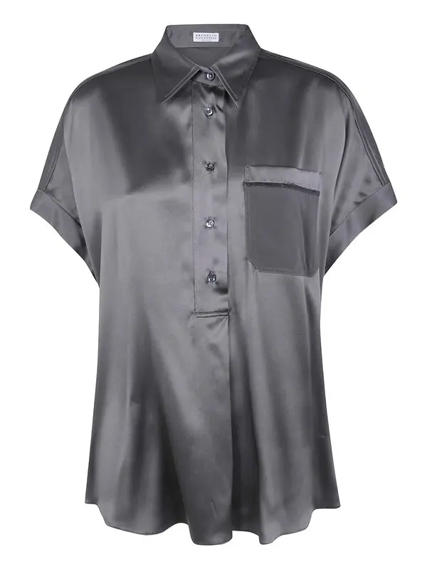 Brunello Cucinelli Silk Short Sleeve Shirt - Green