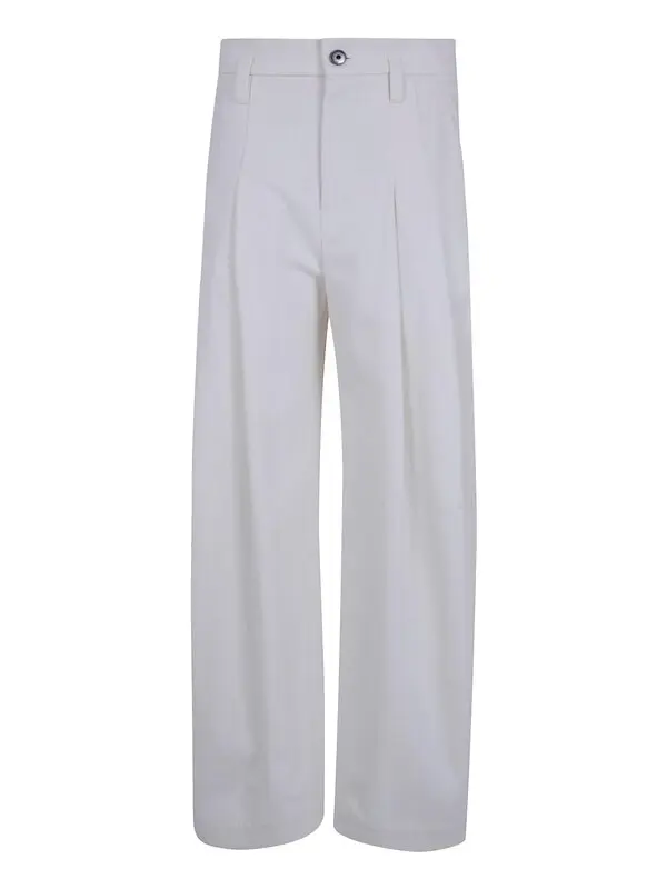 Brunello Cucinelli Cotton Wide Leg Pleated Trousers - White