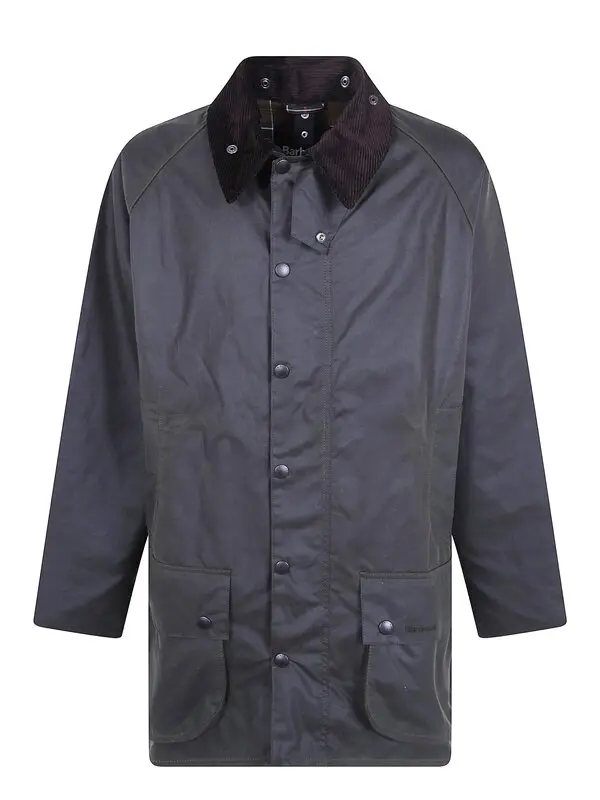 Barbour Waxed Cotton Jacket With Corduroy Collar - Green