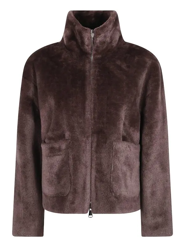 BETTA CORRADI Shao" High Neck Zipped Jacket - Brown
