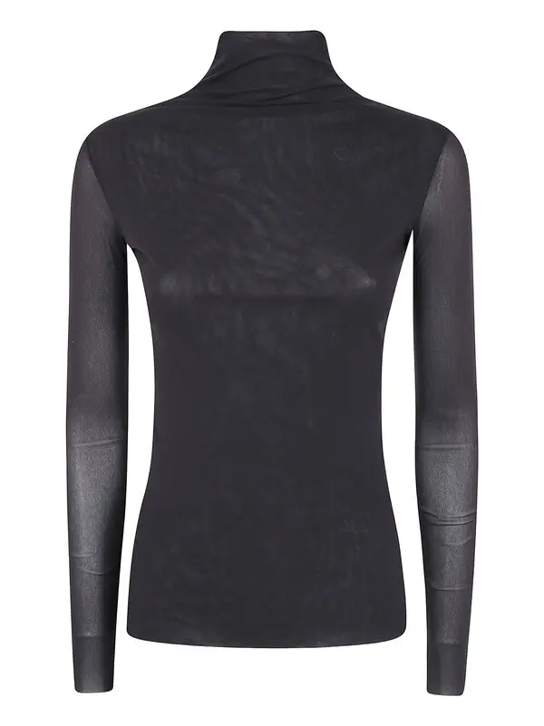 D.exterior Long Sleeve Turtleneck Tulle Pullover - Brown
