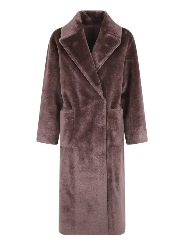 BETTA CORRADI Double Breasted Coat With Notched Lapels And Vented Back - Brown