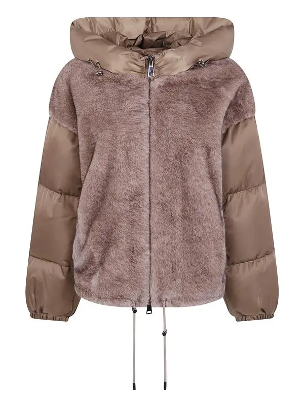BETTA CORRADI Hooded Fur And Quilted Coat - Brown