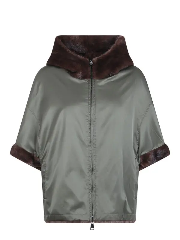 BETTA CORRADI Hooded Zip-up Cape - Green