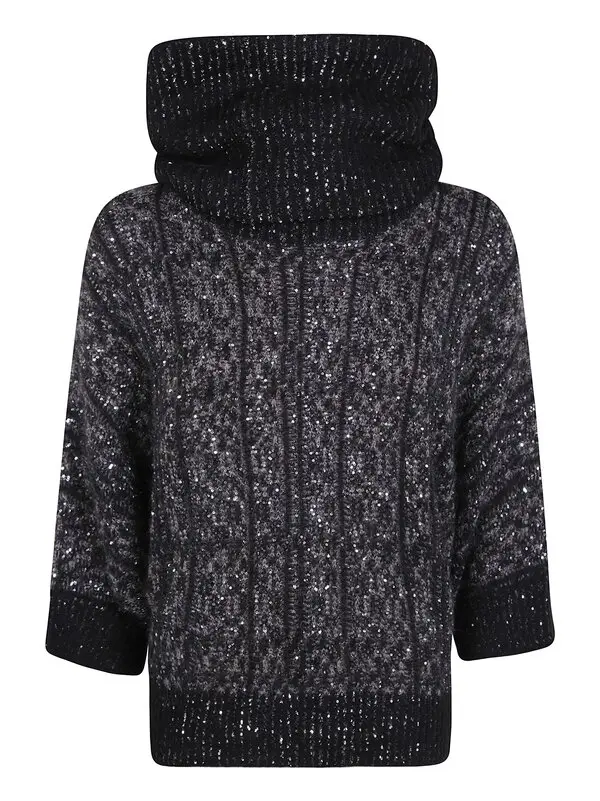 D.exterior Alpaca Blend Sequined Turtleneck Sweater - Brown