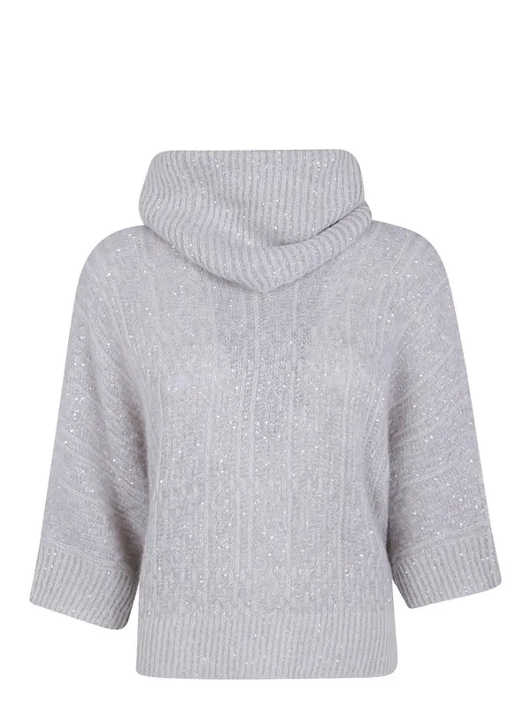D.exterior Polyamide Cowl Neck Sweater With Sequins - Gray