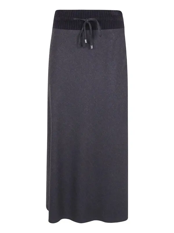 D.exterior Flared Wool Skirt - Brown