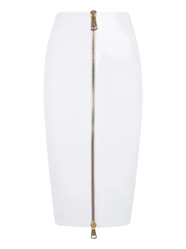 Elisabetta Franchi Zippered Midi Skirt - White