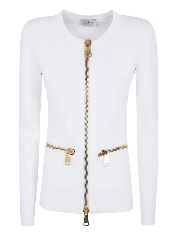 Elisabetta Franchi Viscose Zip-up Sweater - White