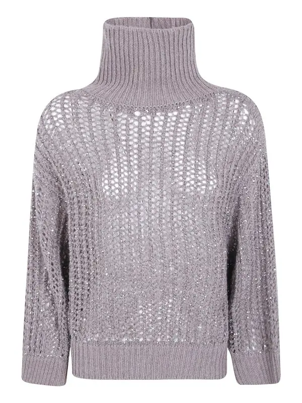D.exterior Sweater Short Sleeves "crystals - Brown