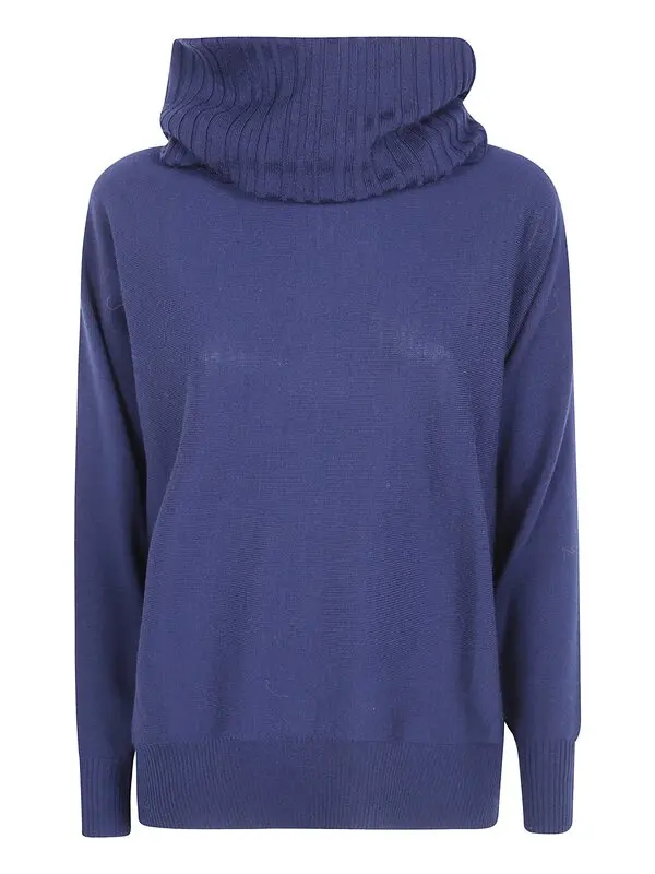 D.exterior Oversized Merino Wool Turtleneck Sweater - Blue
