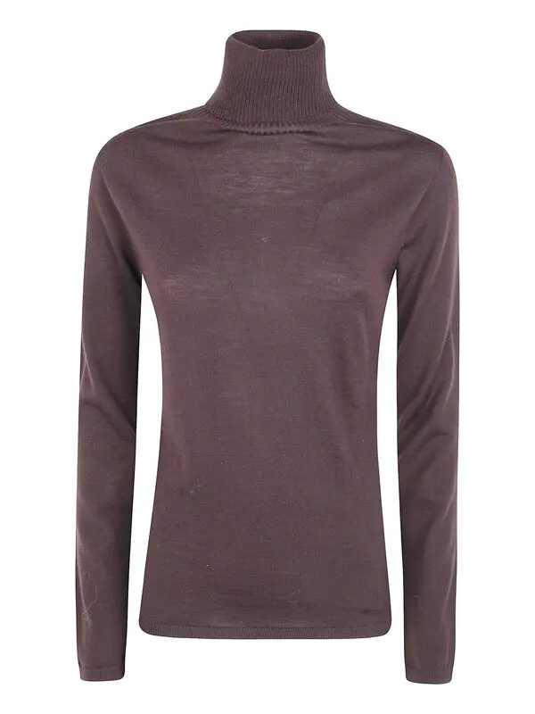 D.exterior Merino Wool Turtle Neck Sweater - Brown