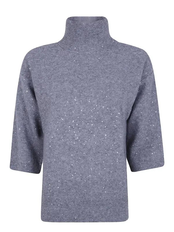 Seventy Sweater With Pailletes And Mock Neck - Gray