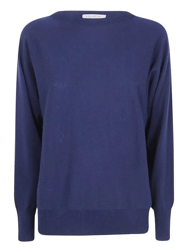 D.exterior Merino Wool Round Neck Sweater - Blue