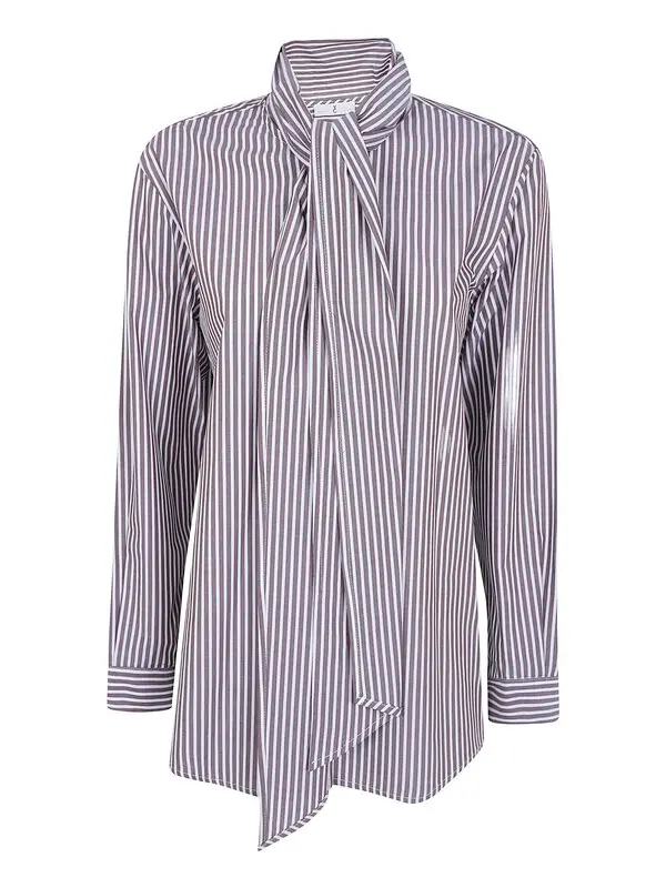 WHYCI Striped Shirt With Neck Tie - Brown