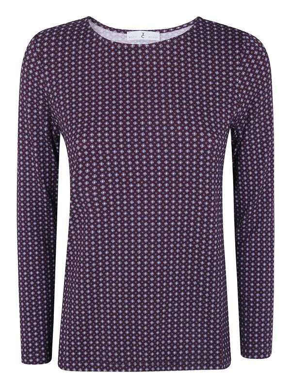 WHYCI Geometric Print Round Neck T-shirt - Pink