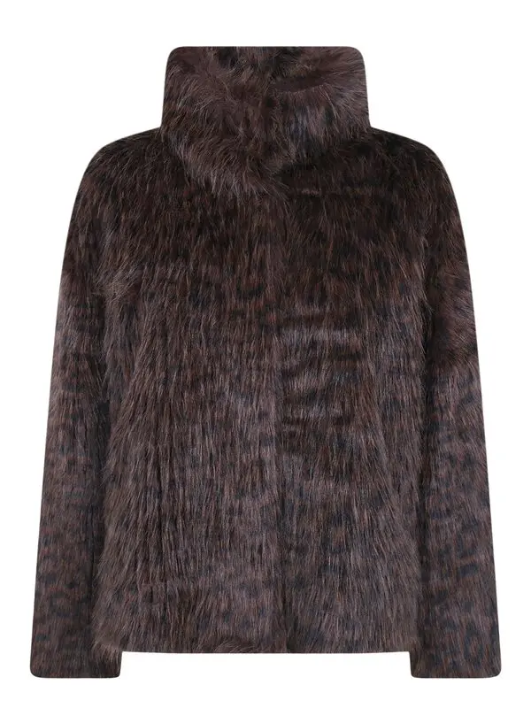 BETTA CORRADI Fur High Neck Jacket - Black