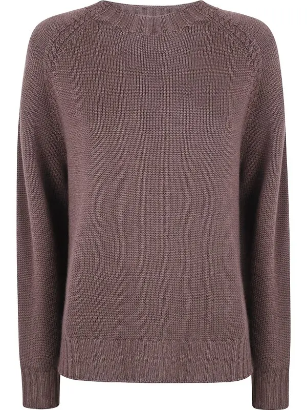 Rossopuro Long Sleeve Round Neck Sweater - Brown