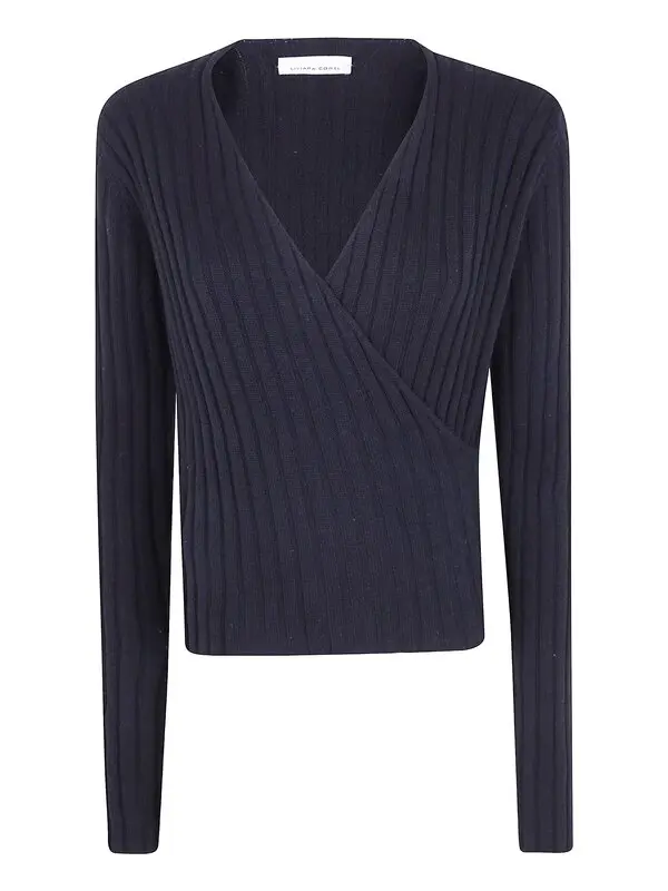 Liviana Conti Cashmere Blend Ribbed Wrap Sweater - Black