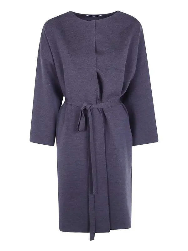 Liviana Conti Wool Belted Long Sleeve Sweater - Gray