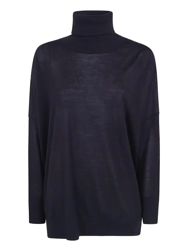 LABORATORIO High Neck Oversized Sweater In Virgin Wool - Black