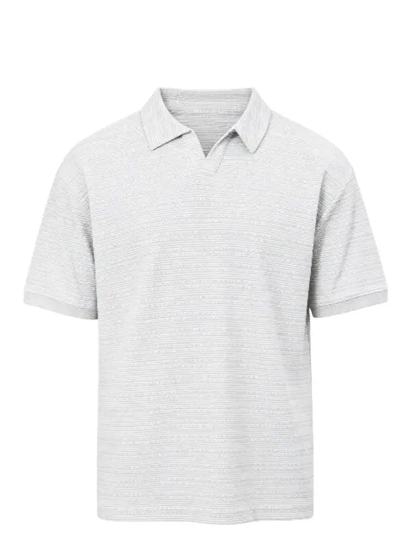 VAYLA Open Collar Fine Knit Polo Shirt - Grey