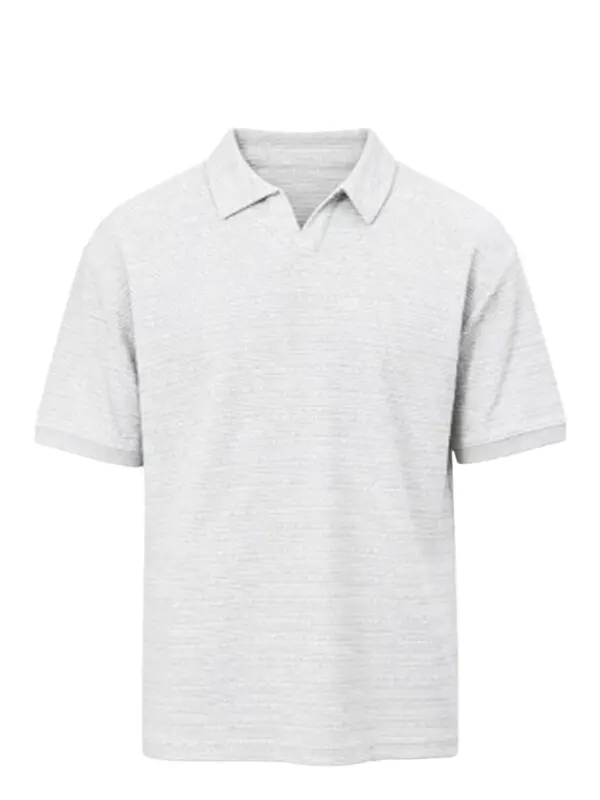VAYLA Open Collar Fine Knit Polo Shirt - Grey