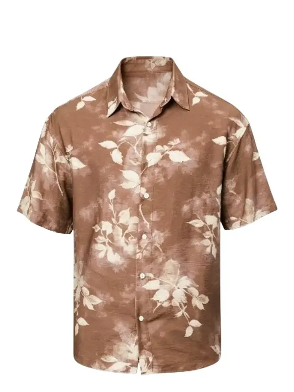 VAYLA Lightweight Short Sleeve Printed Shirt Mocha - Brown