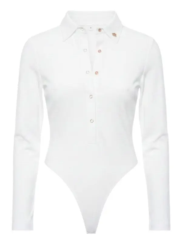 FOREPLAY GOLF Long Sleeve Polo Bodysuit - White