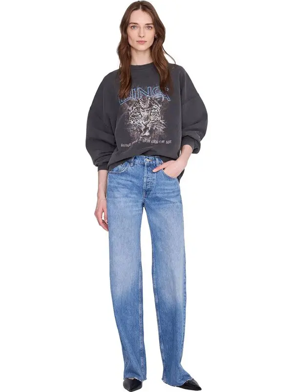 ANINE BING Oversized Graphic Sweatshirt - Washed Black