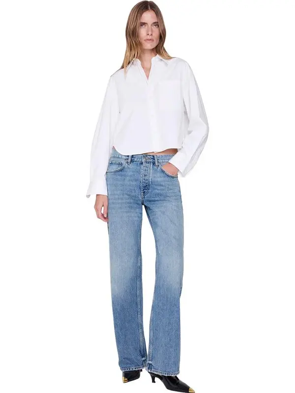 ANINE BING Scott Cropped Shirt - White