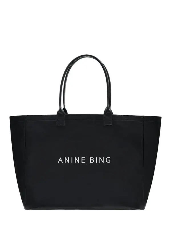 ANINE BING Leo Coated Canvas Tote Bag - Black