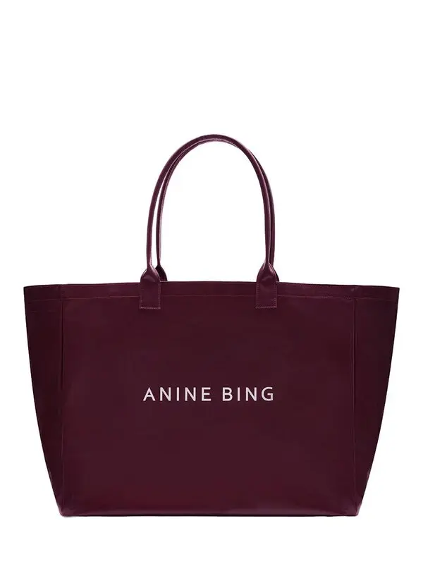 ANINE BING Leo Coated Canvas Tote Bag - Fig
