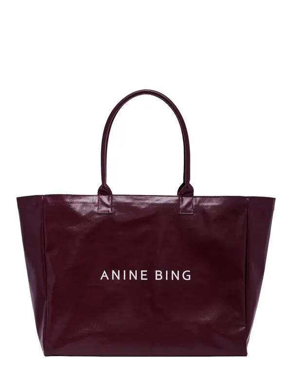 ANINE BING Leo Coated Canvas Tote Bag - Fig