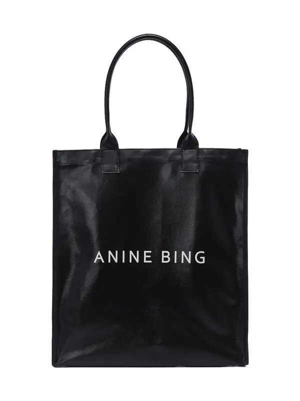 ANINE BING Leonie Coated Canvas Tote - Black