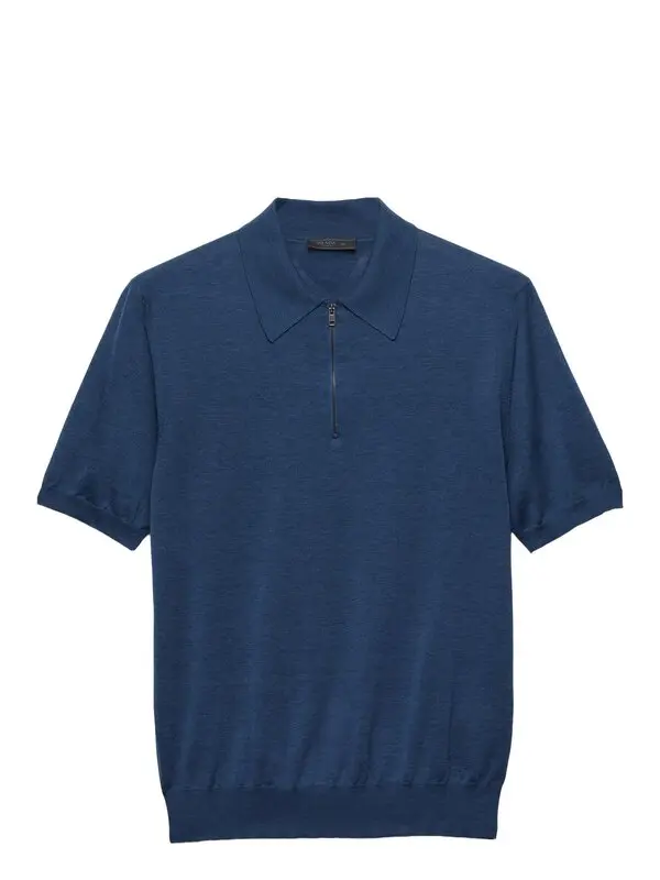 Prada Silk And Cotton Polo Shirt - Blue