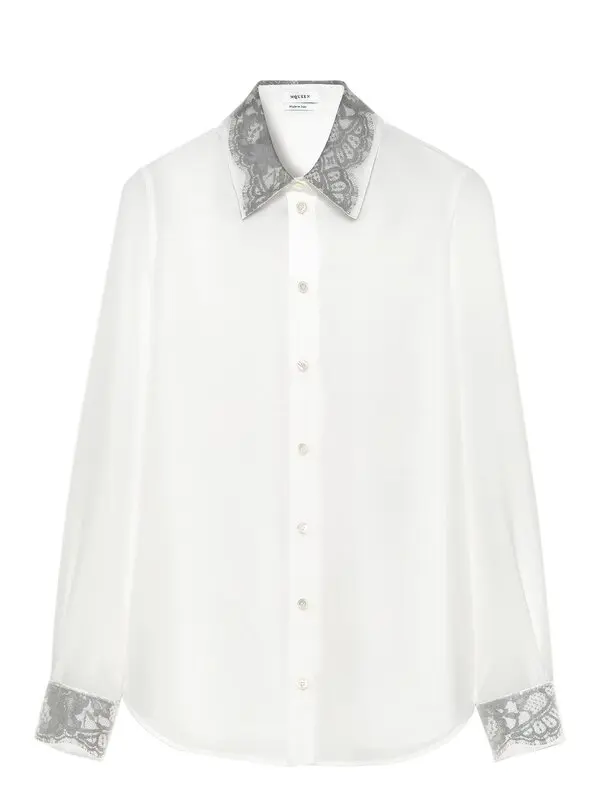 Alexander McQueen Floral Lace Detail Shirt - Ivory