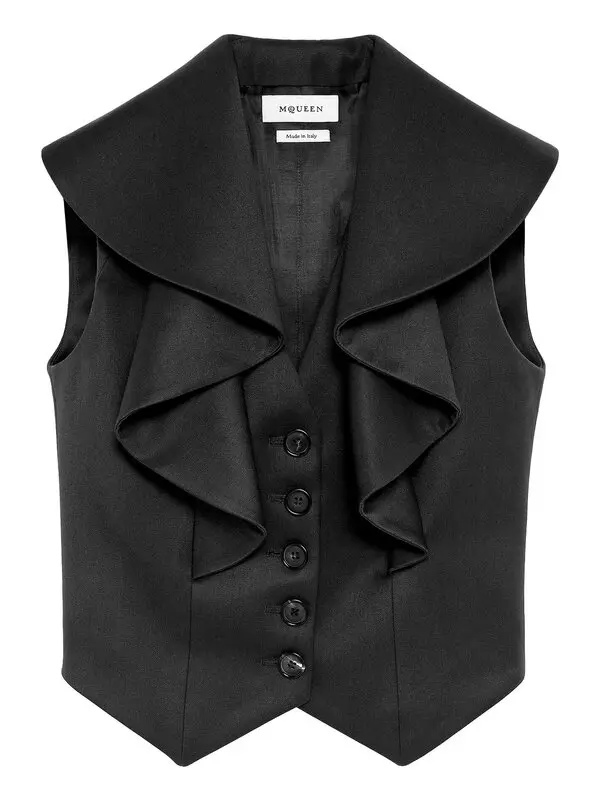 Alexander McQueen Waterfall Collar Tailored Waistcoat - Black
