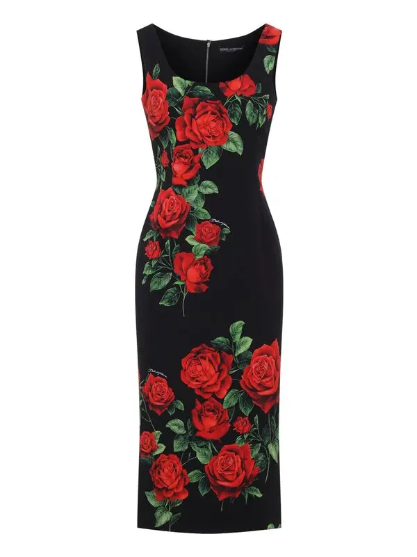 Dolce & Gabbana Midi Dress Rose - Black