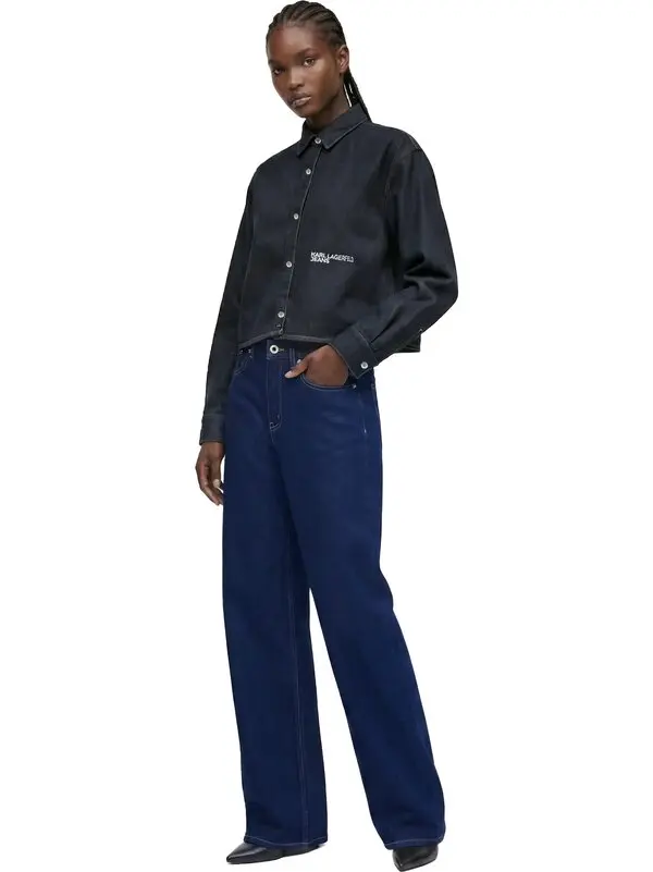 Karl Lagerfeld Glitter High-rise Relaxed Jeans - Rinse Blue