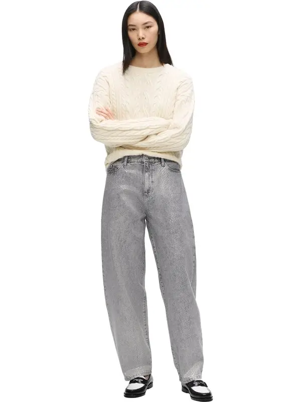 Karl Lagerfeld Coated Python Barrel-leg Jeans - Mid Grey