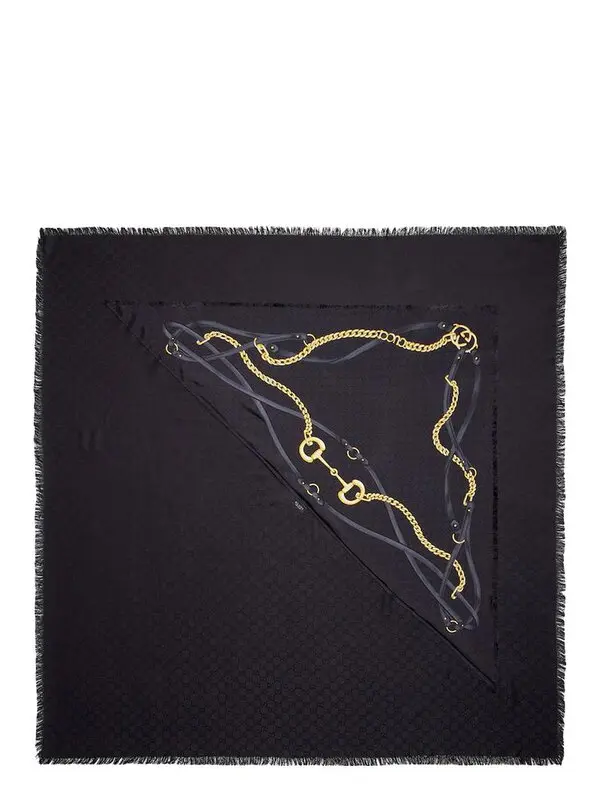 Gucci Gg Wool Silk Jacquard Cape - Black