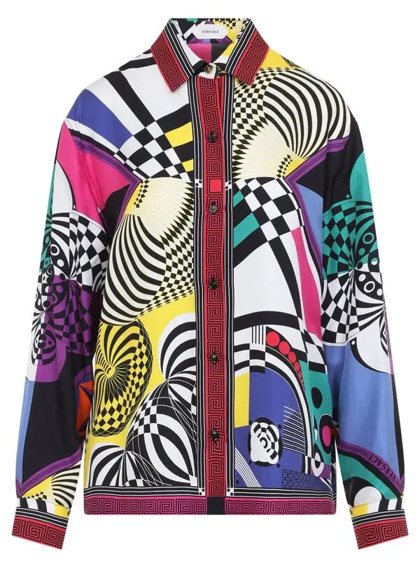 Versace Printed Shirt With Mandarin Collar - Multicolor