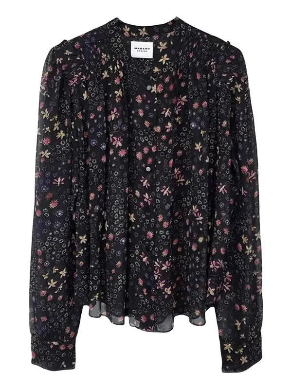 MARANT ETOILE Floral Viscose Blouse - Black