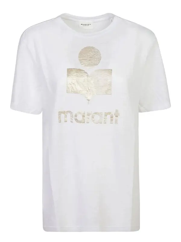 MARANT ETOILE Logo Linen T-shirt - White