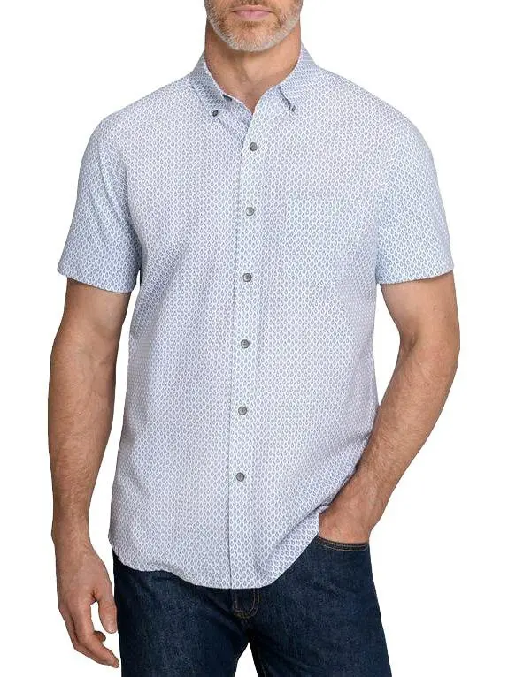 W.R.K Raindrop Reworked Short Sleeve Button-up Shirt - White/blue
