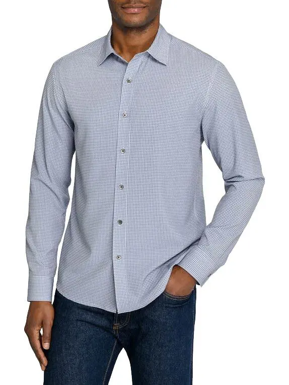 W.R.K Slim Fit Circle Geo Performance Button-up Shirt - White/blue