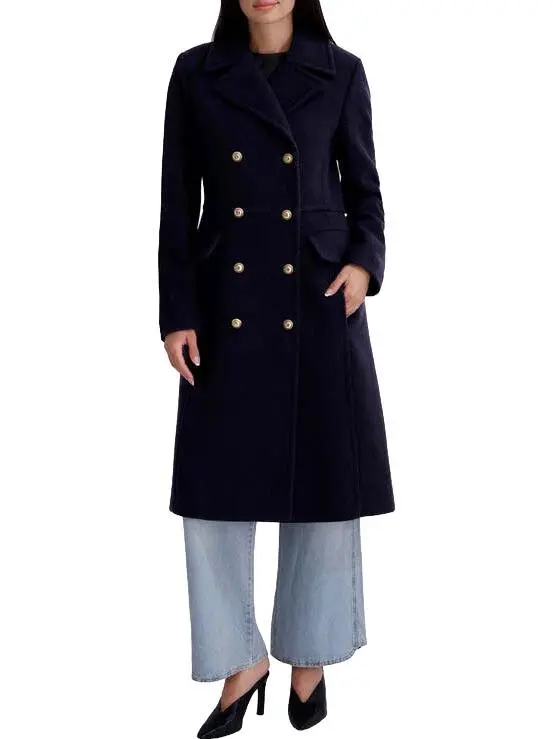 KENNETH COLE Double-breasted Twill Coat - Navy