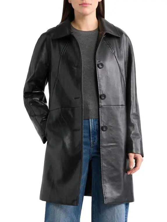 Bernardo Recycled Leather Point Collar Jacket - Black