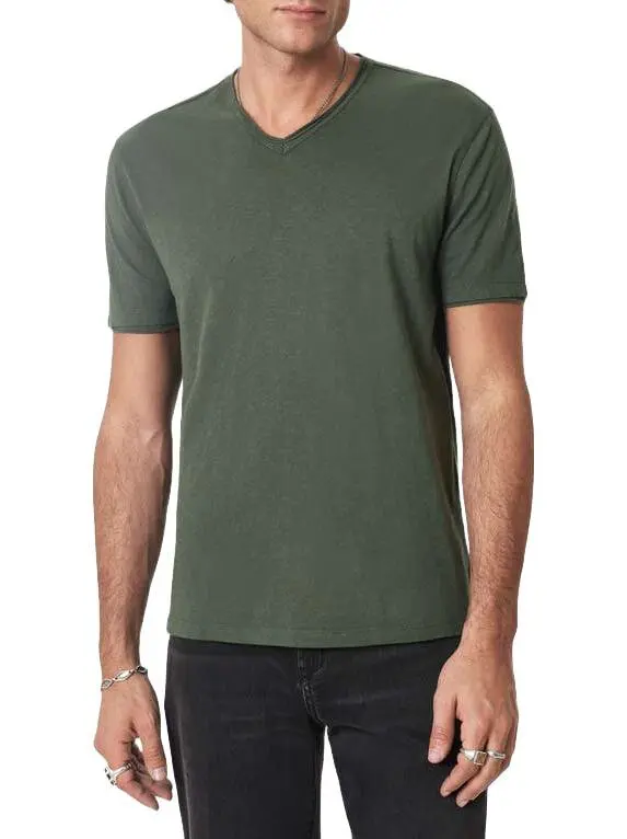 John Varvatos Miles Slub Organic Cotton V-neck T-shirt - Moss
